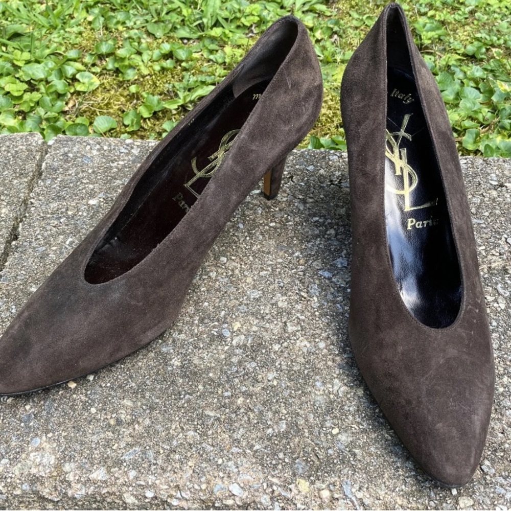 Ysl Brown Suede Heels - Gem